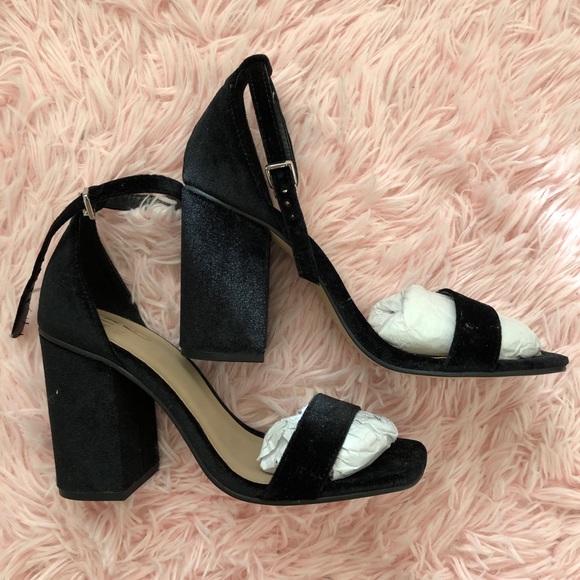 ASOS | Shoes | New Asos Black Velvet Block Heels 758 | Poshmark